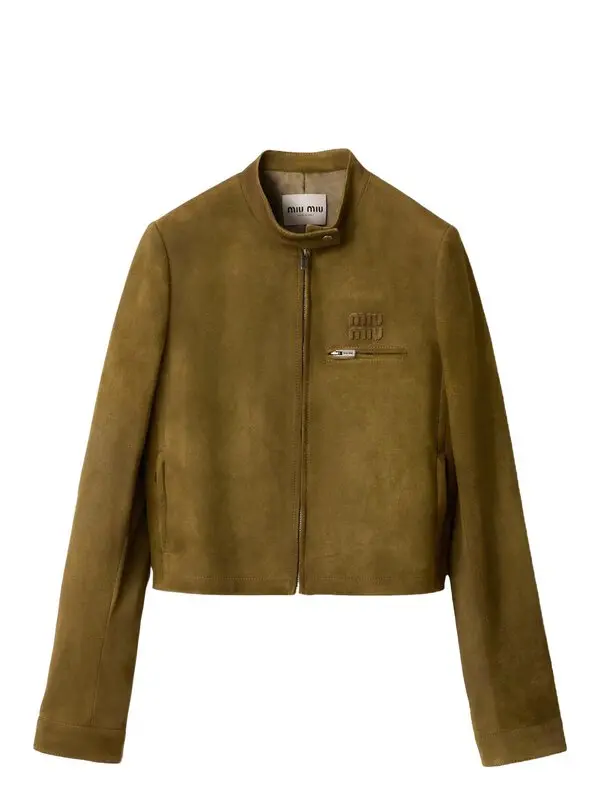 Miu Miu Waxed Suede Jacket - Brown