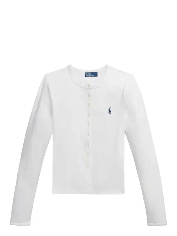 Polo Ralph Lauren Embroidered Logo Jersey Blouse - White