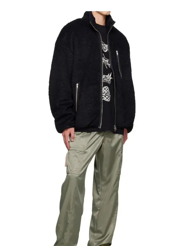 SONG FOR THE MUTE Painted Sherpa Zip-up Jacket - No