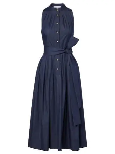 Carolina Herrera Gathered Cotton-blend Midi Dress - Black