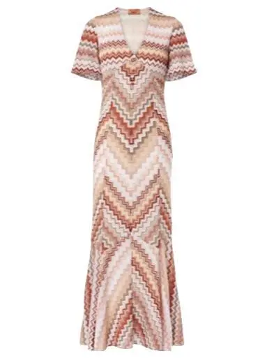 Missoni Zigzag Lamé Maxi Dress - Nude