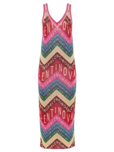 Valentino Garavani Chevron Lamé Midi Dress - Multicolor