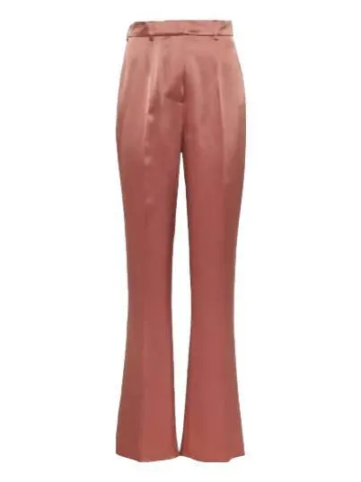 Nanushka High-rise Satin Straight Leg Trousers - Brown