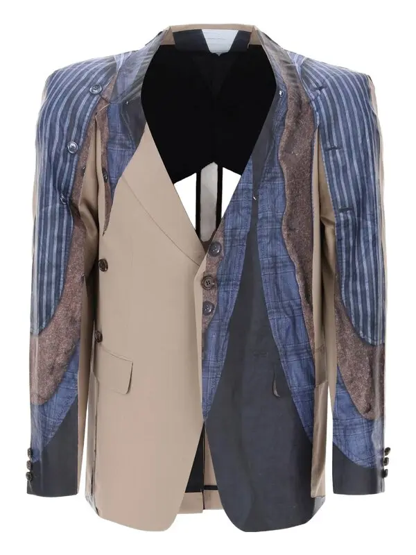 Comme Des Garçons Trompe-l'oeil Printed Long-sleeved Blazer - Black