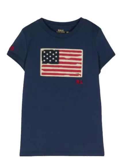 Ralph Lauren Logo Embroidered Cotton T-shirt - Blue