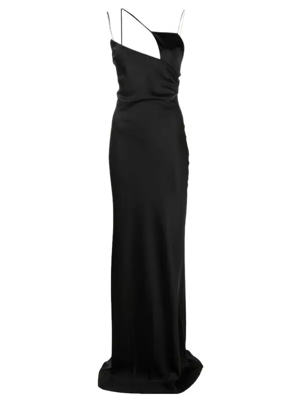 Attico Sleeveless Cut-out Detailed Flared Dress - Black