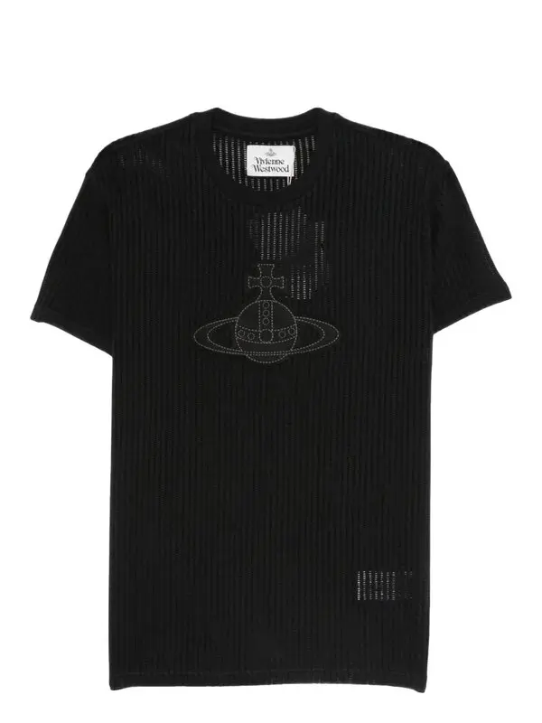 VIVIENNE WESTWOOD Orb-embellished Ribbed T-shirt - Black