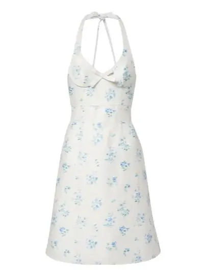 SHUSHU/TONG Floral Halterneck Cotton Minidress - White