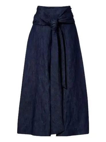 Gabriela Hearst Belted Denim Midi Skirt - Black