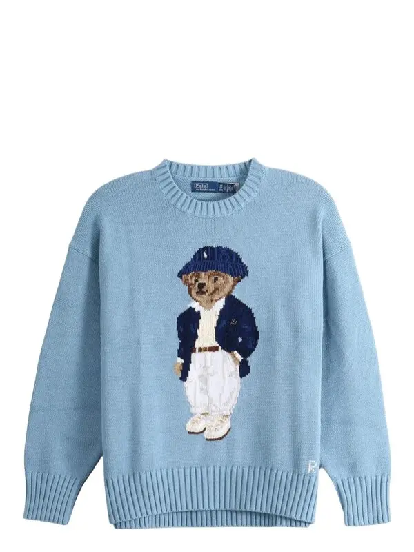 Polo Ralph Lauren Long-sleeved Knitwear With Teddy Bear Intarsia - Blue Note