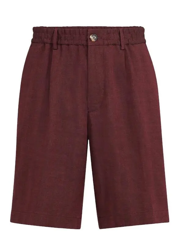 Brunello Cucinelli Linen And Virgin Wool Chevron Bermuda Shorts - Red