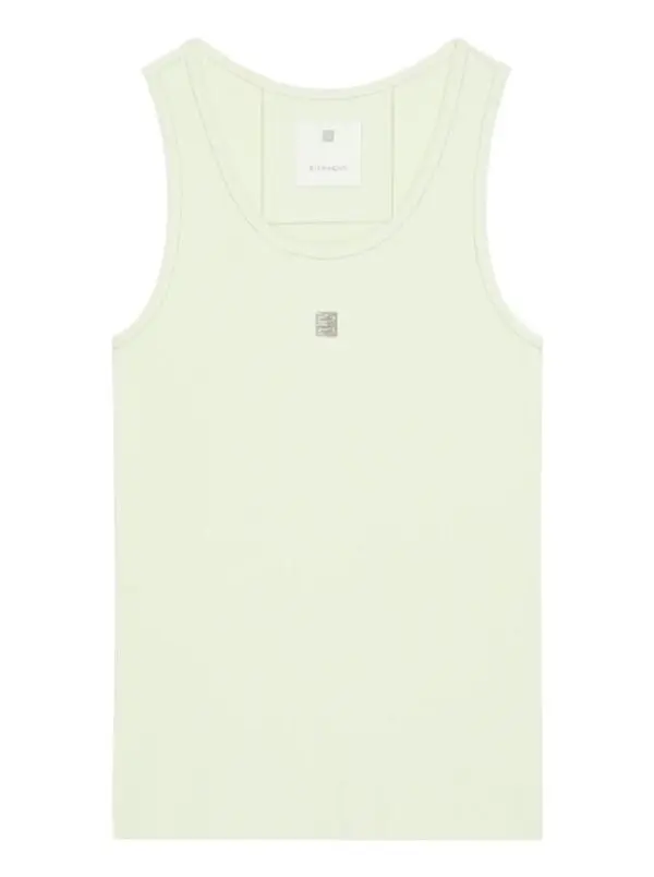 Givenchy Slim Fit Cotton Tank Top With 4g Detail - Light Green