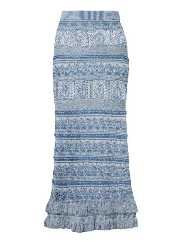Etro Crochet Cotton Maxi Skirt - Blue