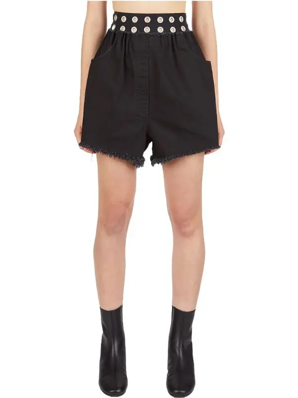 Raf Simons Embellished Frayed-edge Shorts - Black