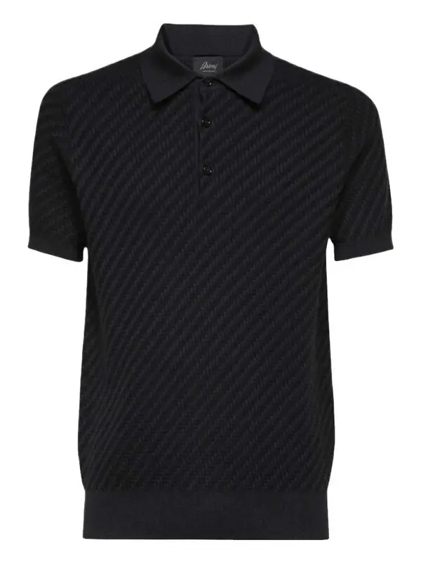 Brioni Woven Pattern Knitted Polo Shirt - No