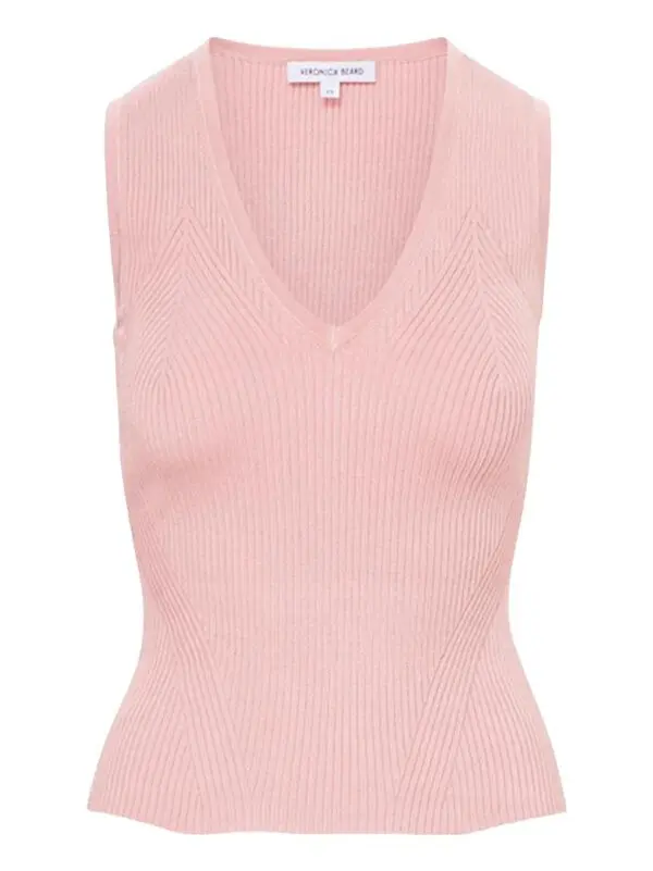 Veronica Beard Sleeveless V-neck Knit Sweater - Pink
