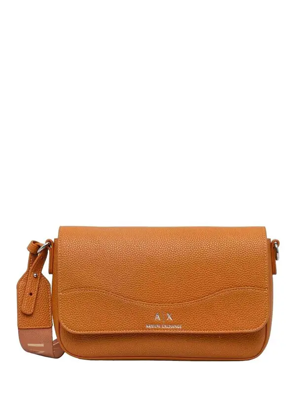Armani Exchange Pebbled Leather Crossbody Bag With Logo Strap - Orange