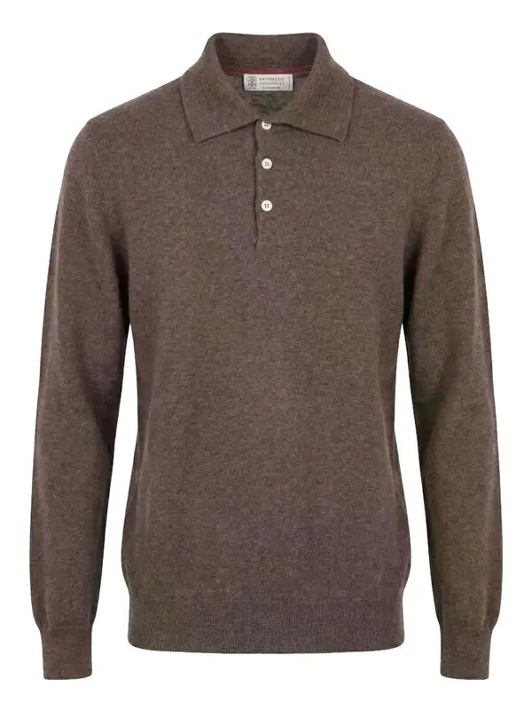 Brunello Cucinelli Button-down Cashmere Polo Shirt - Brown