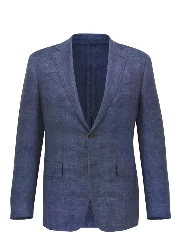 Canali Check-pattern Notched-lapel Blazer - Blue