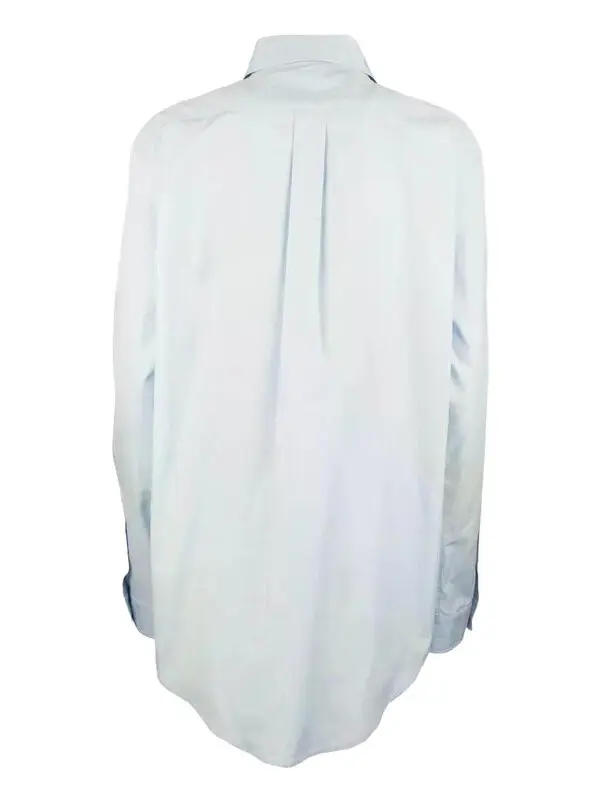 Miu Miu Logo Embroidered Cotton Shirt - Blue