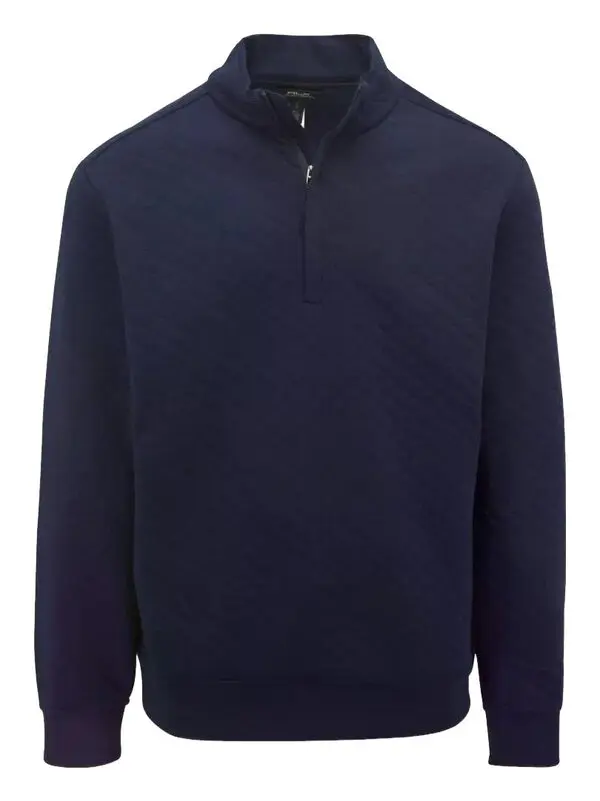 Rlx Ralph Lauren Diamond-quilted High Neck Quarter-zip Sweater - Blue