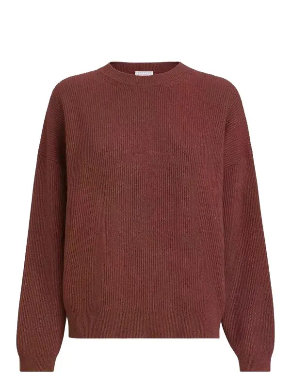 Brunello Cucinelli Sparkling Cashmere English Rib Sweater - Brown
