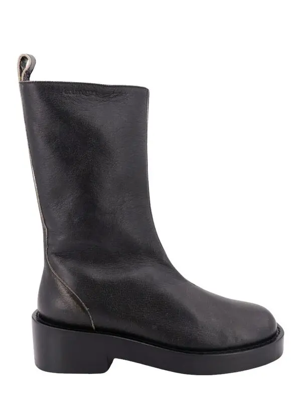 COURREGES Zip Detailed Round Toe Ankle Boots - Black