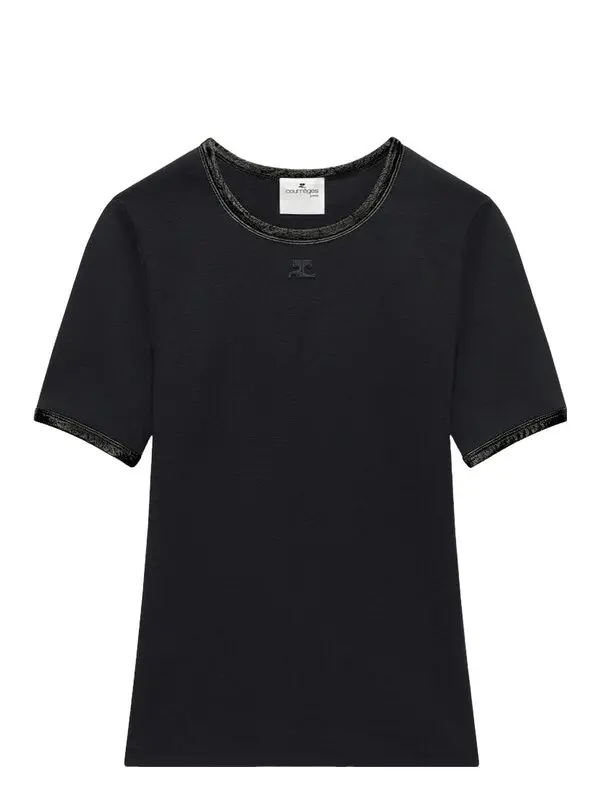 COURREGES Vinyl-trim Logo-patch T-shirt - Black