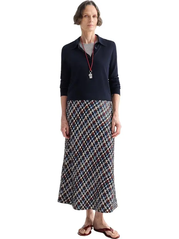 TWP A-line Leather Midi Skirt - Blue Multi