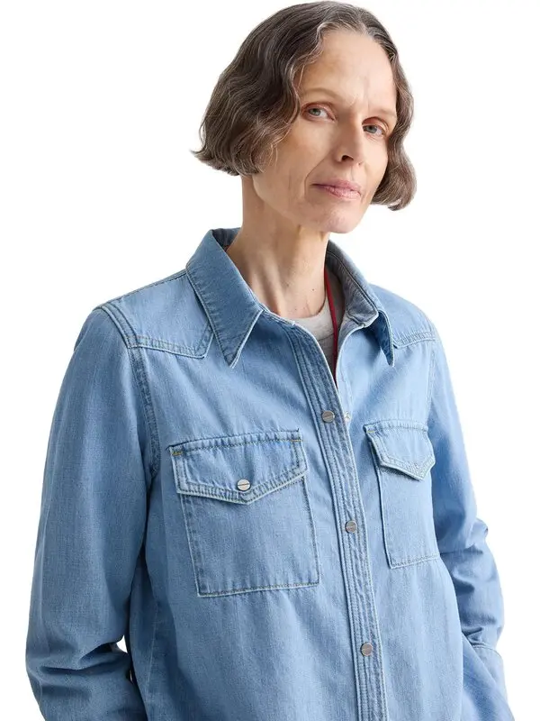 TWP Ranchers Daughter Shirt In Denim - Newport