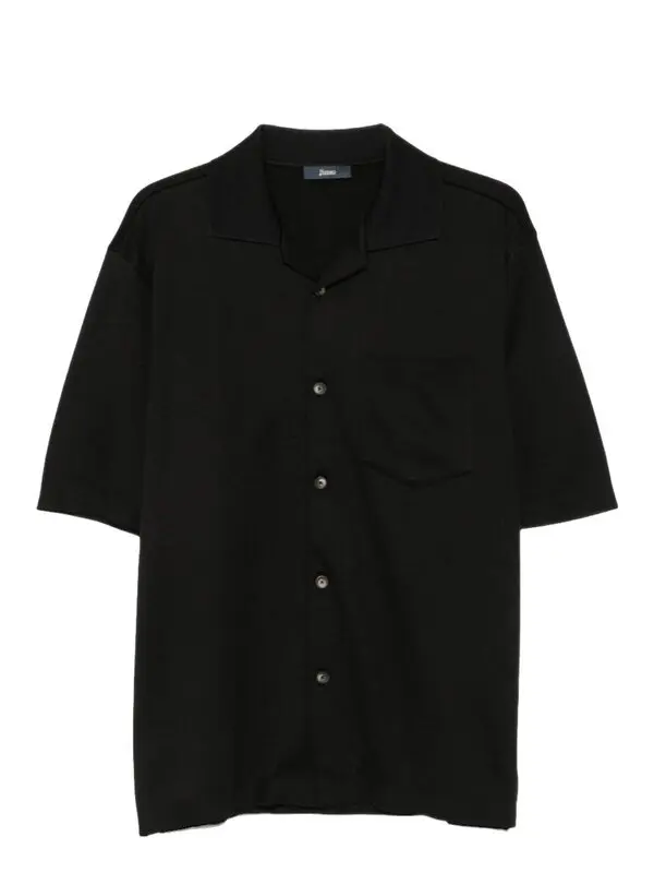 Herno Chest-pocket Short-sleeved Button-up Shirt - Black