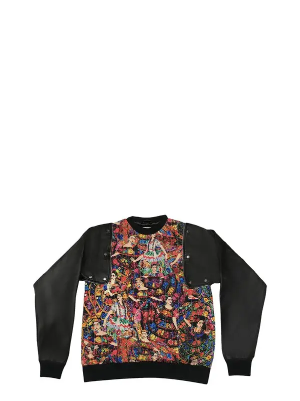 ZASTASTUDIO Detachable Leather And Cotton Hybrid Sweatshirt - Black