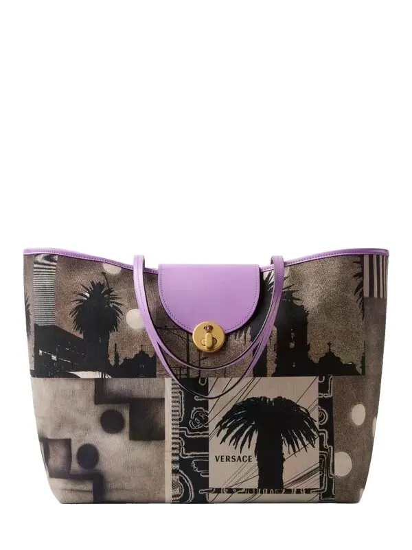 Versace Vivian Large Canvas Tote - Neutrals