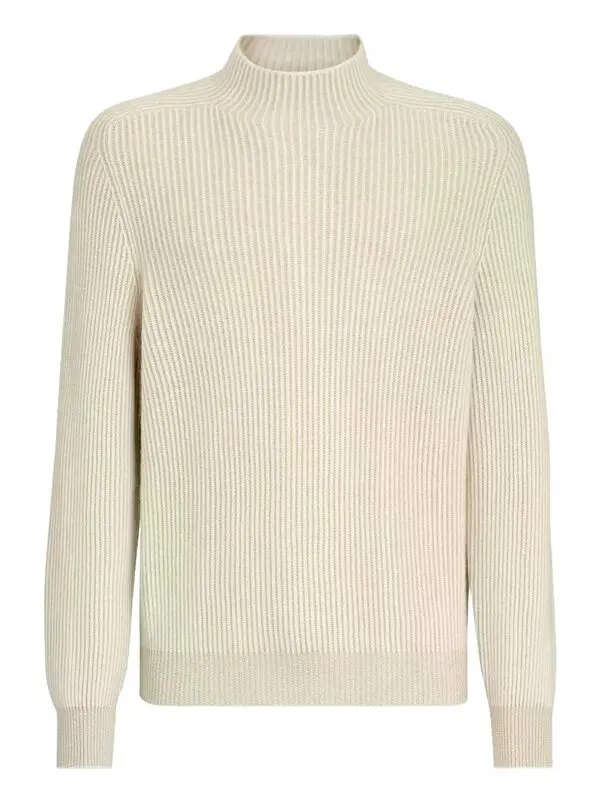 Brunello Cucinelli Cashmere English Rib Turtleneck Sweater - Neutrals