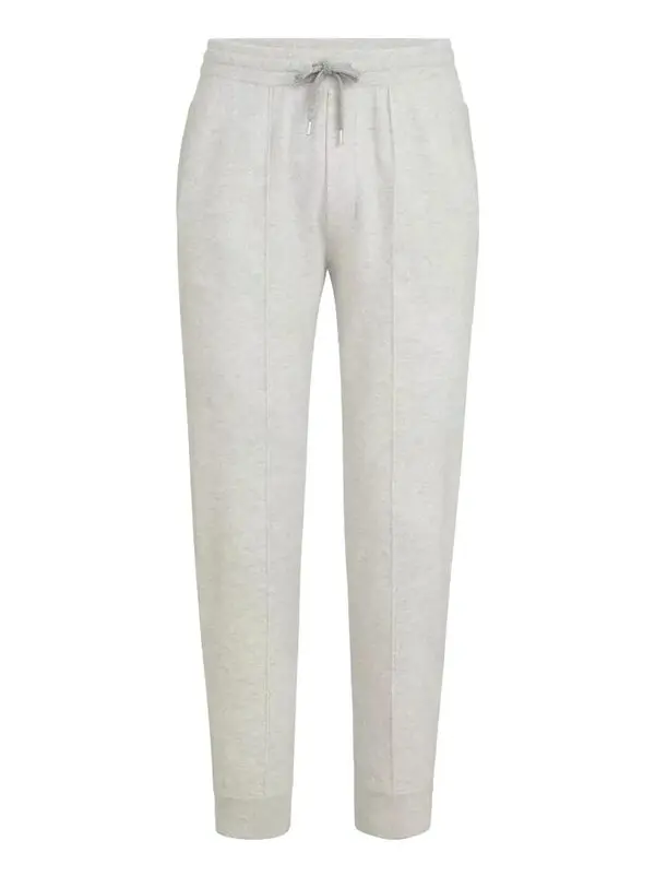 Brunello Cucinelli Cashmere Double-knit Trousers With Crête-detail And Elasticated Zipper Cuffs - Grey