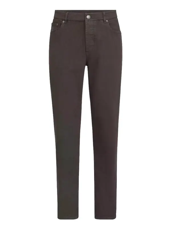 Brunello Cucinelli Garment-dyed Lightweight Denim Trousers - Brown