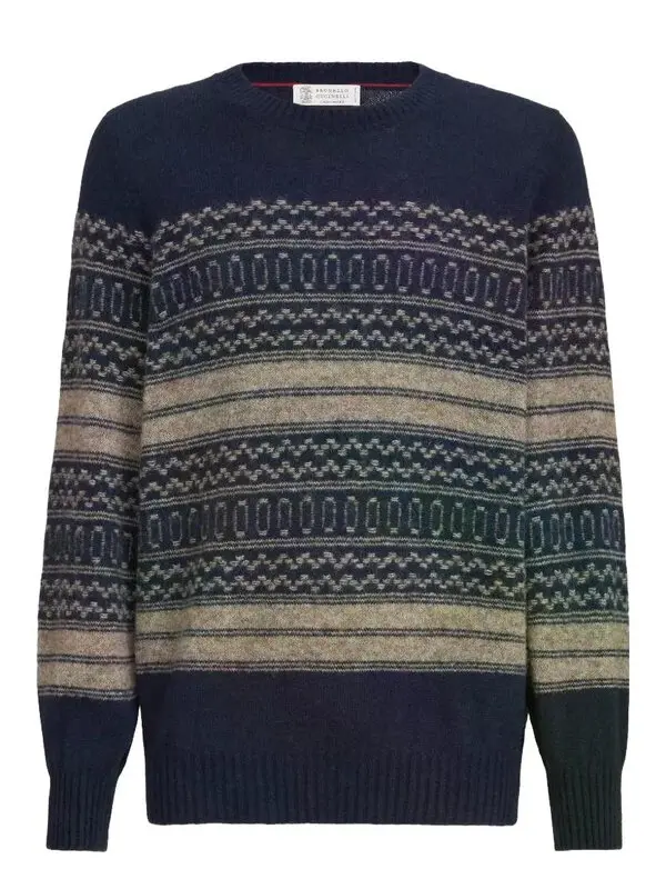 Brunello Cucinelli Nordic-jacquard Alpaca, Cashmere, And Wool Sweater - Blue