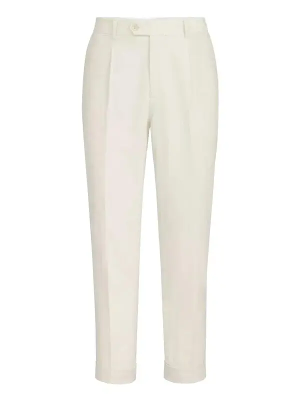 Brunello Cucinelli Sea Island Cotton Narrow Wale Corduroy Trousers - Neutrals
