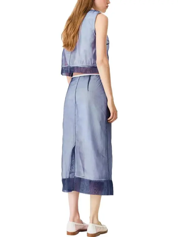 Maje Sleeveless Sheer Organza Overlay Shirt - Blue