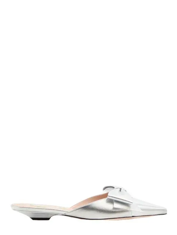Valentino Garavani Laminated Nappa Bow Mule - Silver