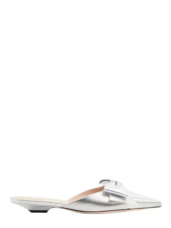 Valentino Garavani Laminated Nappa Bow Mule - Silver