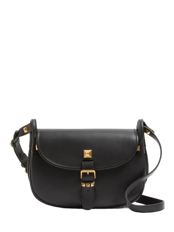 Valentino Garavani Flâneuse Medium Leather Shoulder Bag - Black