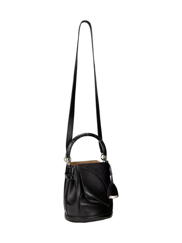 Ralph Lauren Pleated Leather Bucket Bag - Black