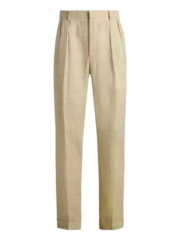 Ralph Lauren Purple Label Beige Check Pleated Trousers - Neutrals
