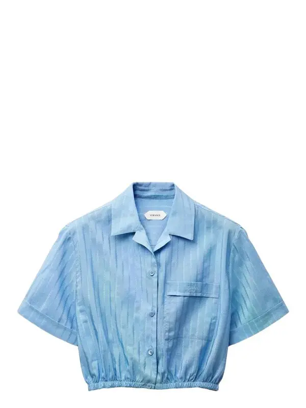 Versace Jacquard Cotton-silk Crop Shirt - Blue