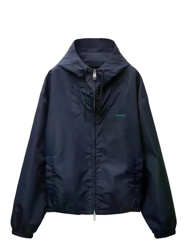 Versace Embroidered Nylon Windbreaker - Blue