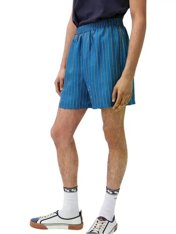 Versace Printed Silk Twill Shorts - Blue