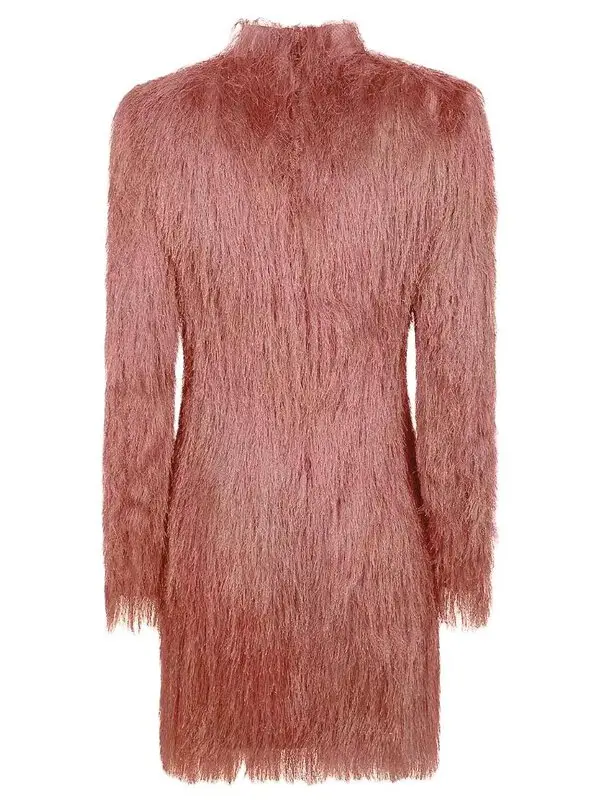 Balmain Fringed Long-sleeve Mini Dress - Pink