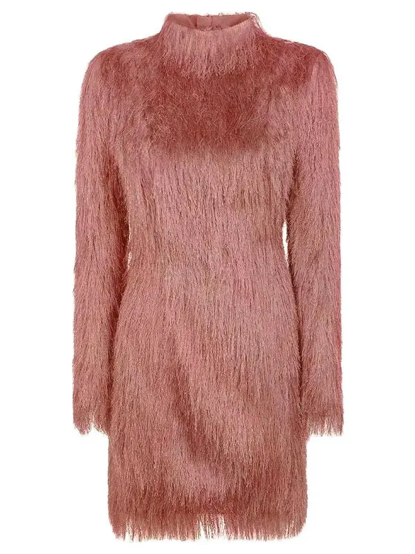 Balmain Fringed Long-sleeve Mini Dress - Pink