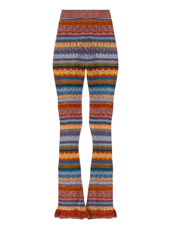 Etro Multicolor Striped Flared Leg Cotton Pants - Multicolour